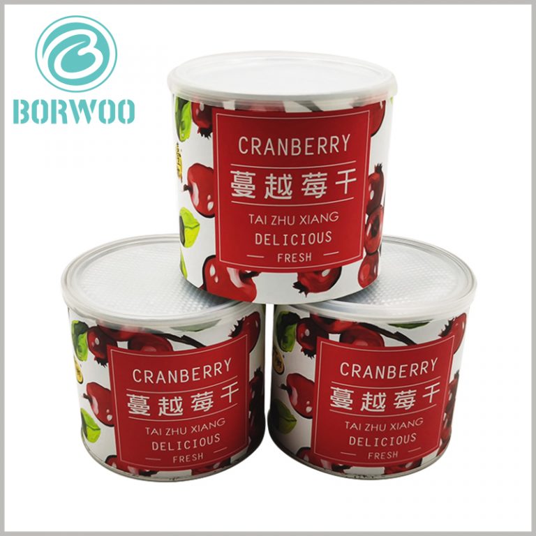 Strawberry dried fruit food tube packaging with foil cover and plastic lids