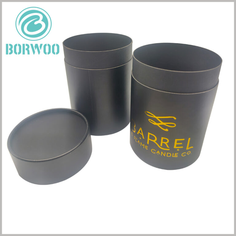 Black paper tube candle packaging
