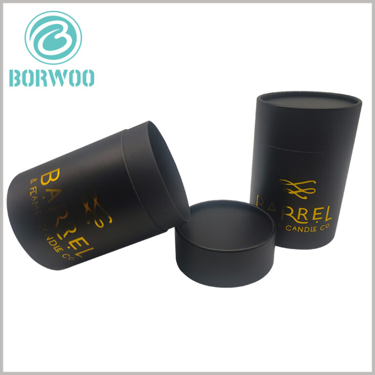 Black paper tube candle packaging