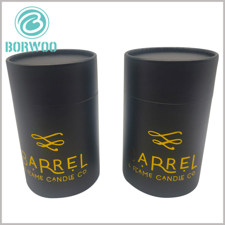 Black paper tube candle packaging