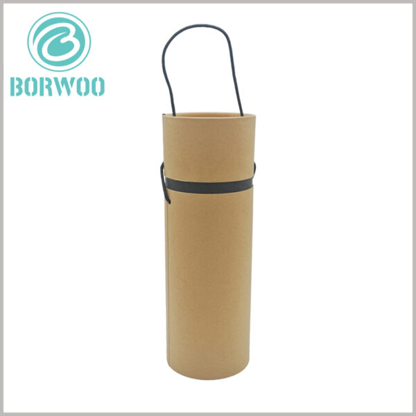 Kraft paper tube packaging with sling handle for wine | Tube boxes